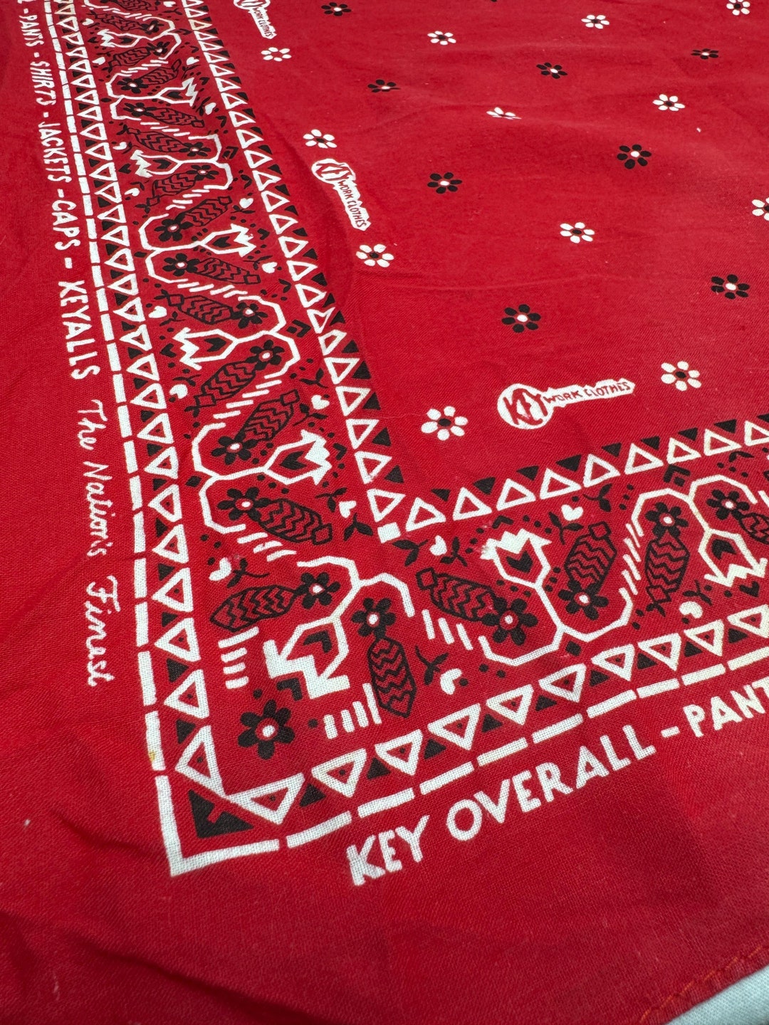 Vintage Key Imperial Workwear Red Cotton Bandana - Etsy
