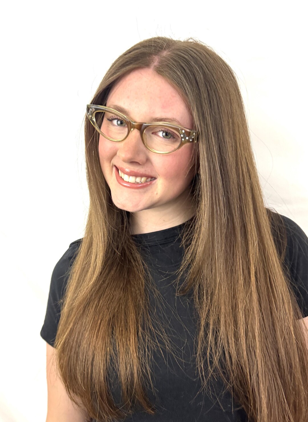 Vintage 1950s 60s Brown Horn Rim Rhinestone Cat Eye Frames Eyeglasses ...