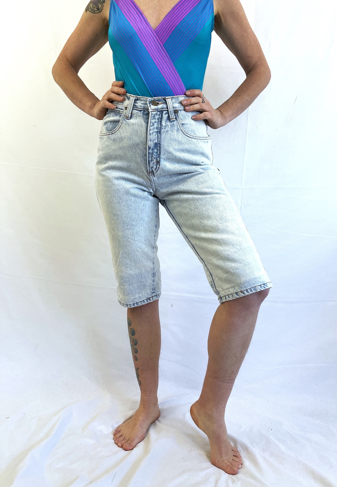 Vintage 1980s 80s Zena High Waisted Light Wash Jorts Capris Jeans - Etsy