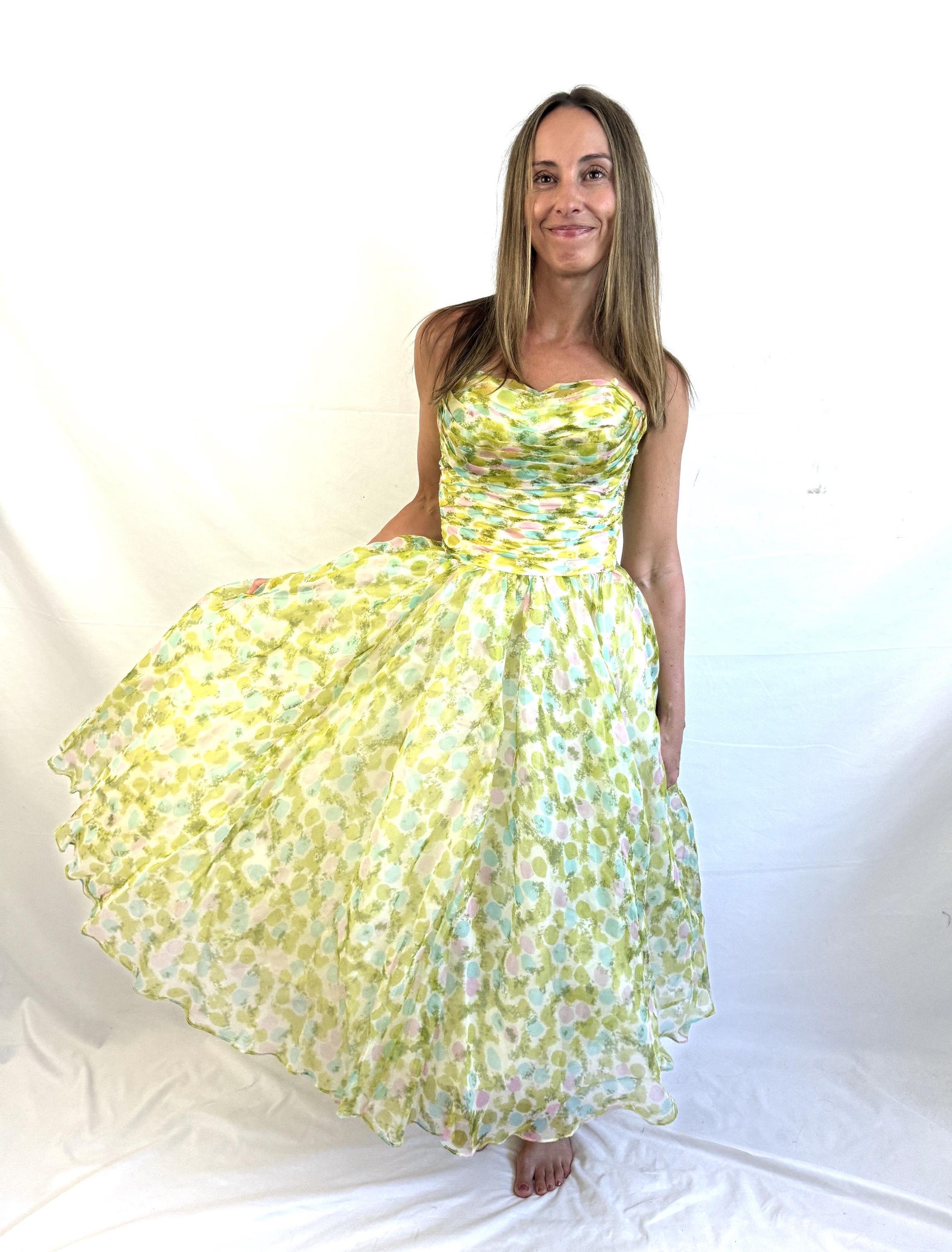 Vintage 1950s 50s Strapless Bombshell Shelf Bust Polka Dot Sweetheart ...