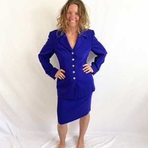 Vintage 80s 1980s Purple Escada FUN Jacket Blazer Coat Matching Skirt ...