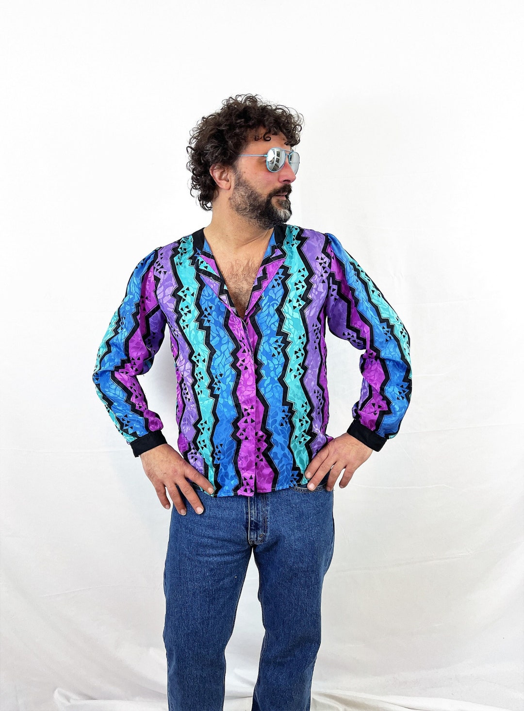 Vintage 1980s 80s Fun Button up Blouse Shirt Laura and Jayne - Etsy