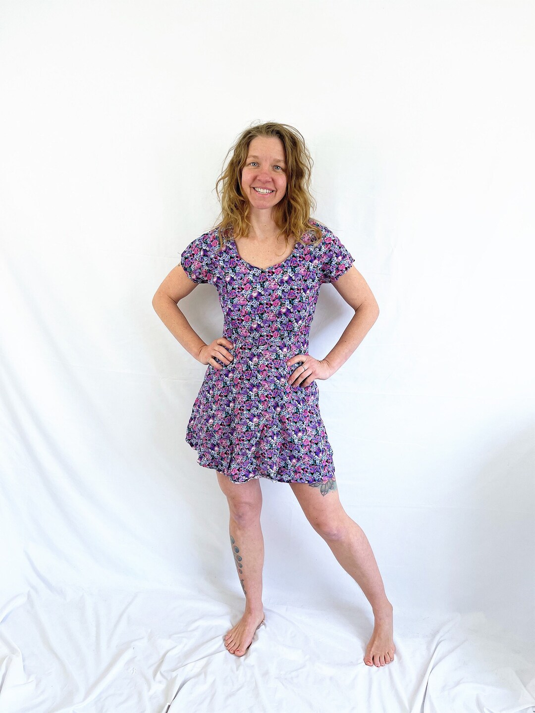 Vintage 1980s 80s Floral Mini Dress by Elyees - Etsy