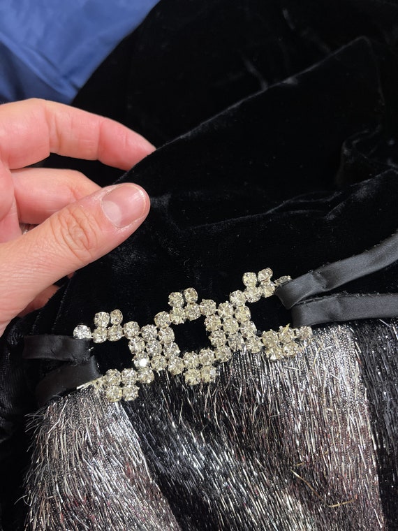 Vintage 1960s 60s Metallic Glitter Rhinestone Velvet … - Gem
