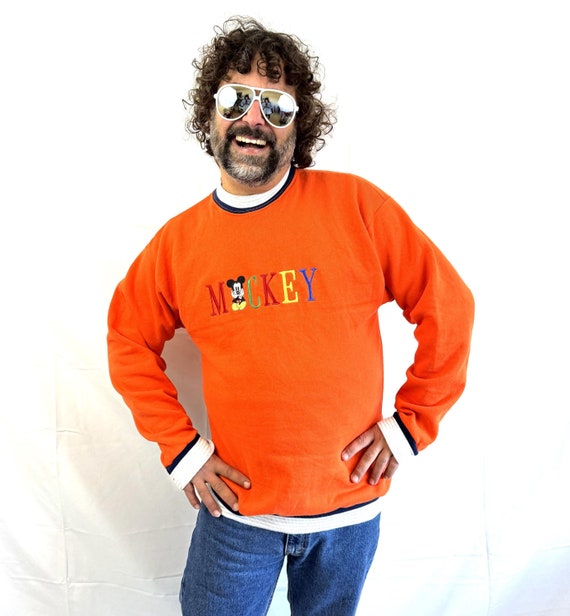 Rare Vintage 80s 90s Orange Mickey Mouse Disney Embro… - Gem