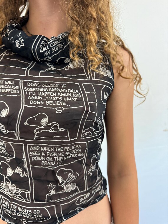 RARE Vintage 1990s 90s Snoopy Cartoon Comic Sheer Blo… - Gem