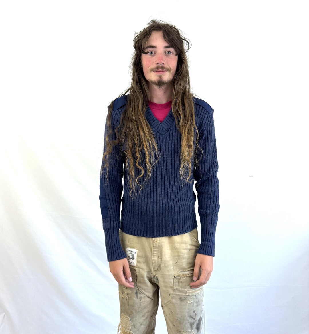 Vintage Virgin Wool Blue Police Knit Citadel Sweater - Made in England ...