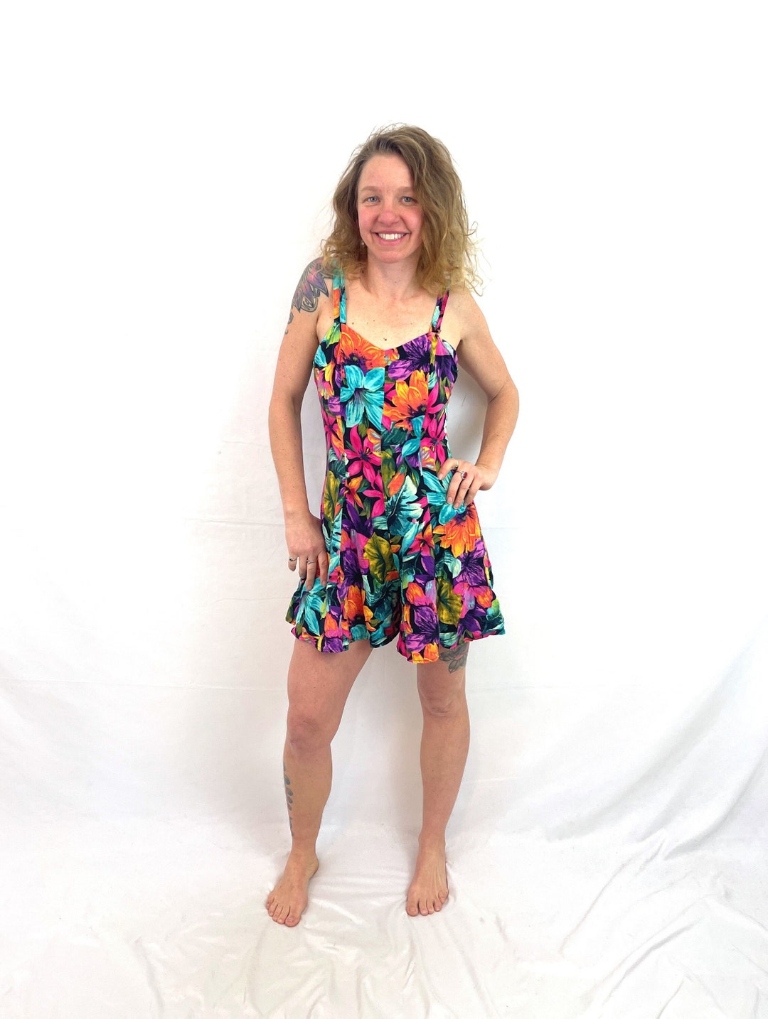 Vintage 80s 90s All That Jazz Floral Summer Playsuit Romper - Etsy