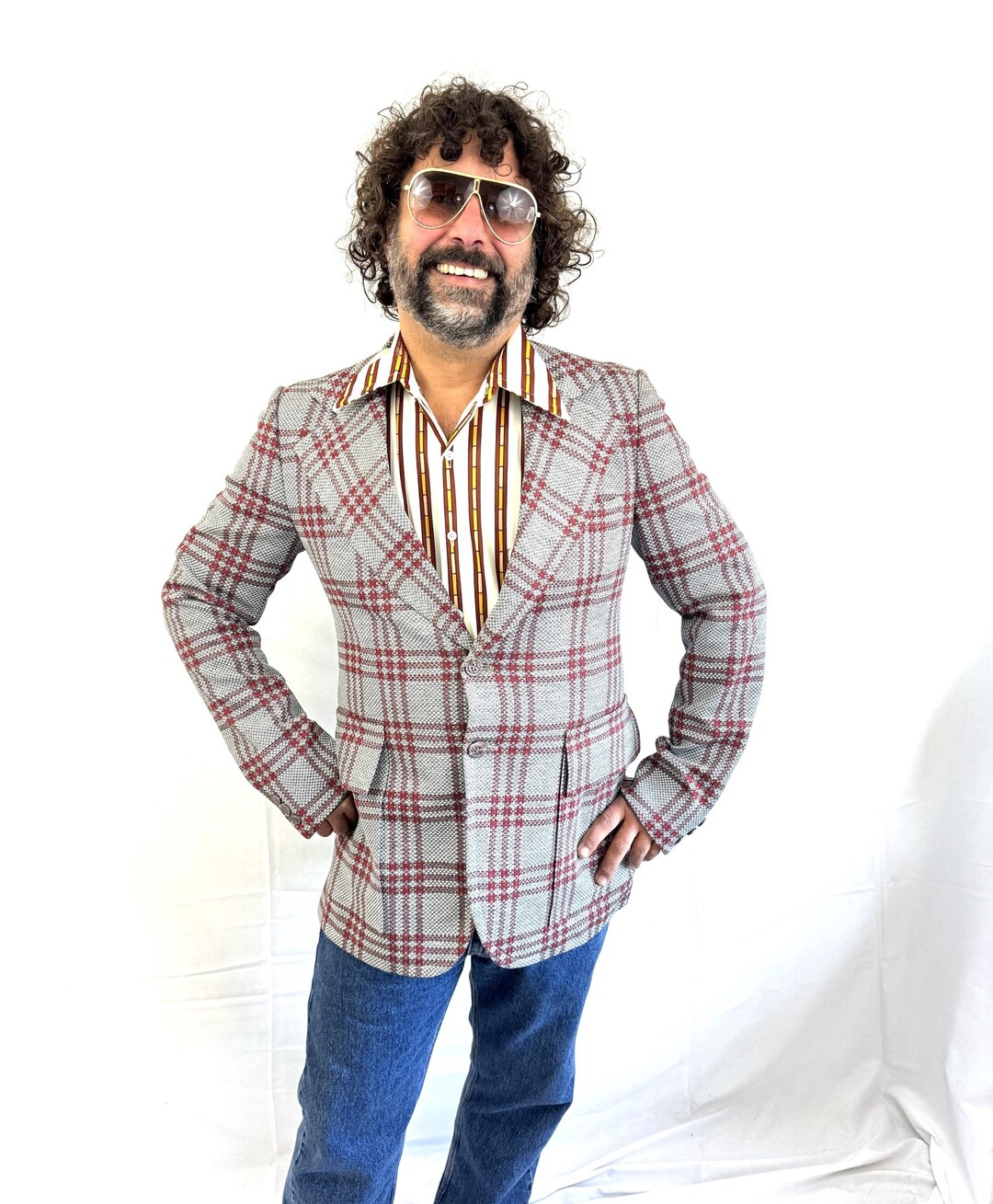 Vintage 1970s Plaid Fun Polyester Salesman Disco Jacket Blazer ...