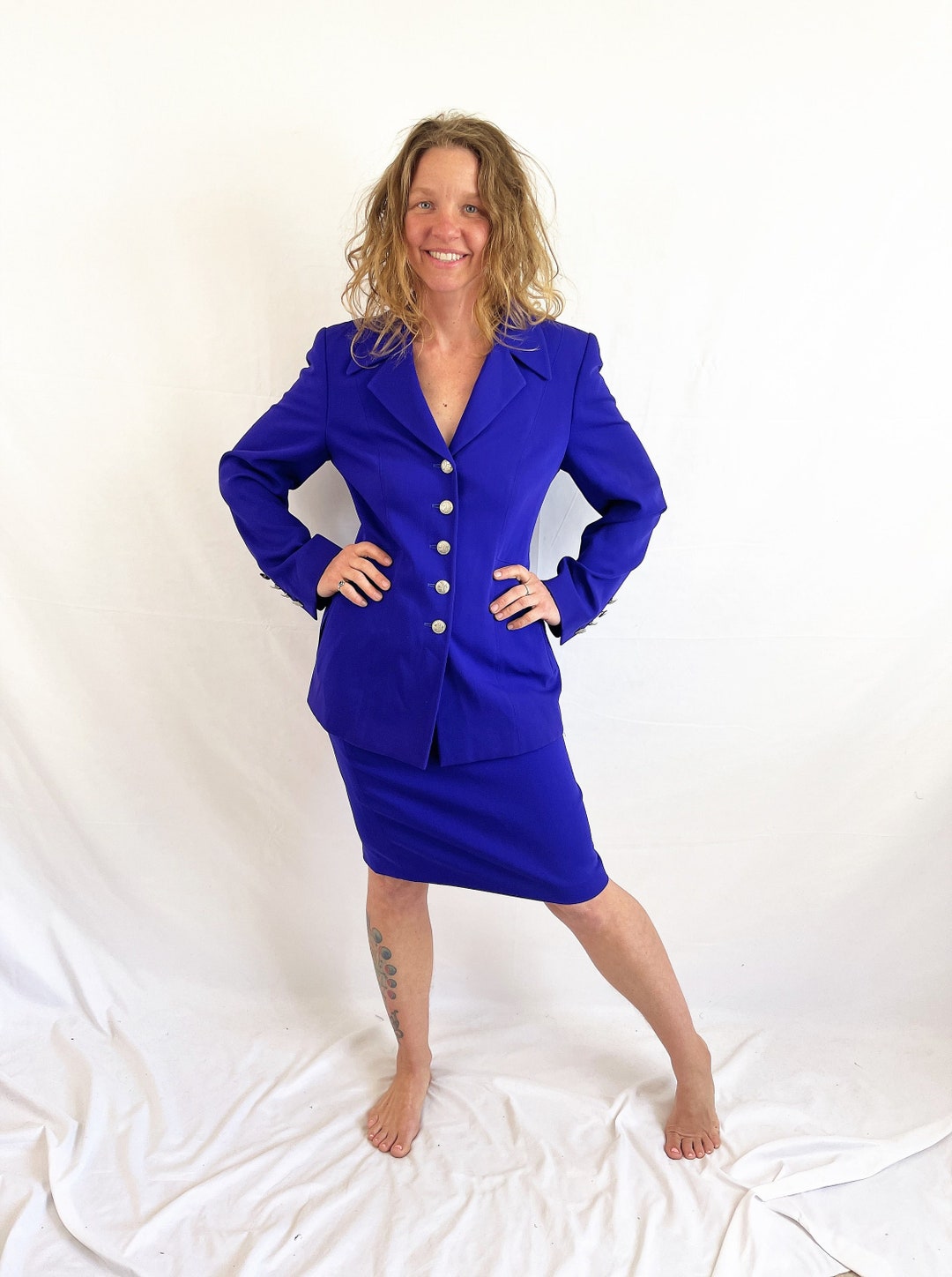 Vintage 80s 1980s Purple Escada FUN Jacket Blazer Coat Matching Skirt ...