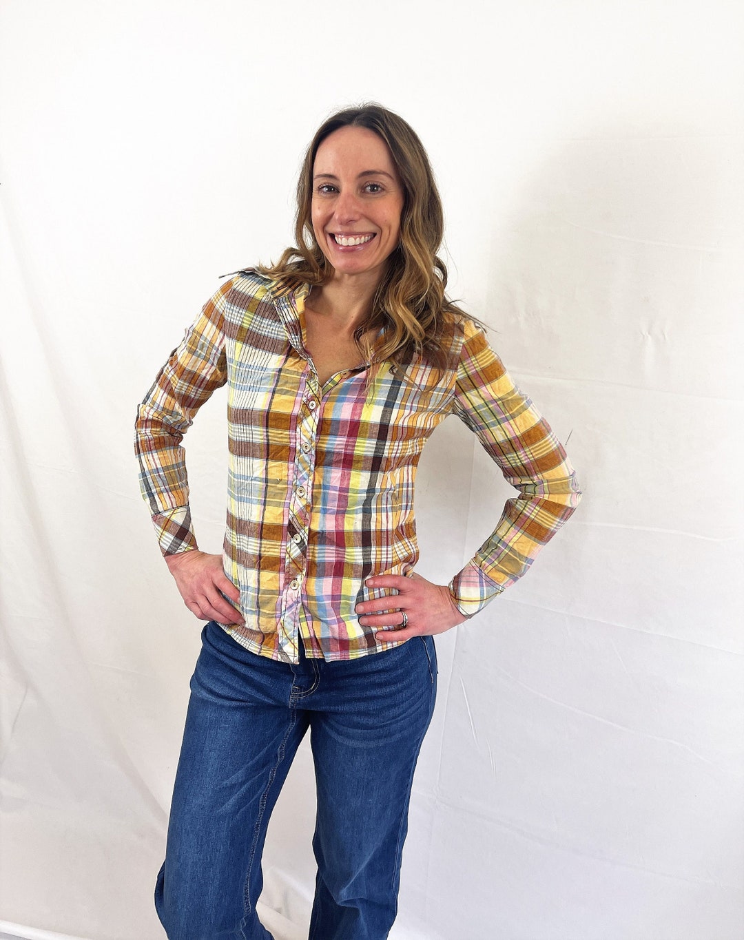 Vintage 80s Button up Plaid Country Top Shirt JH - Etsy