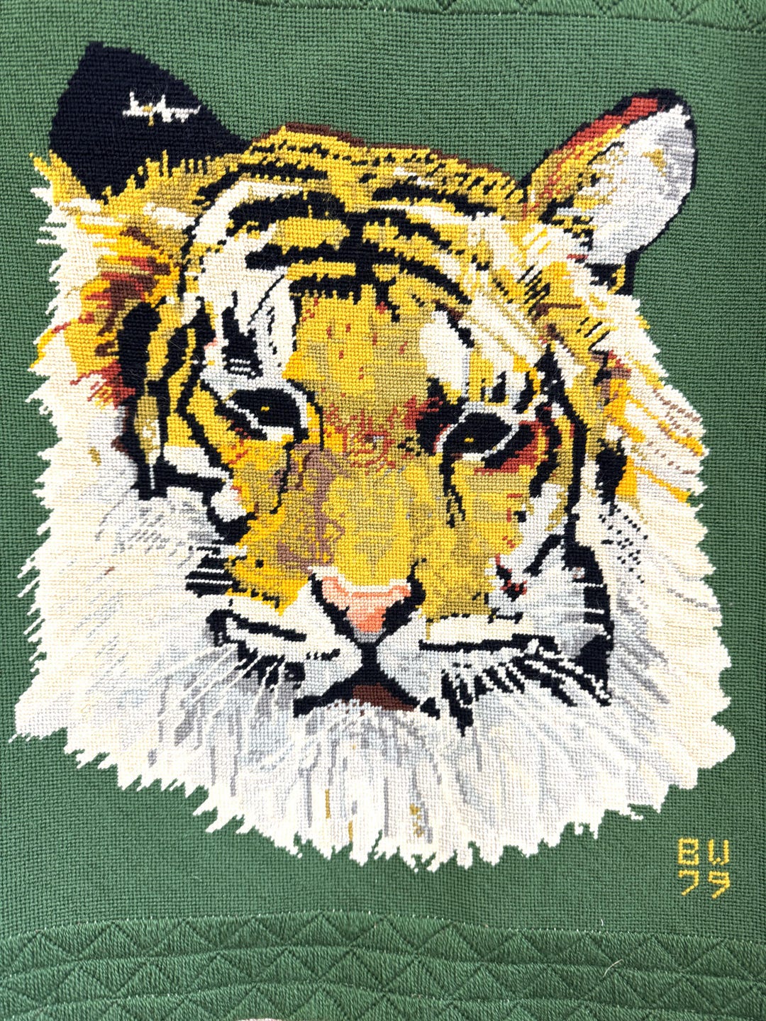 Vintage Handmade Needlepoint Tiger Wall Hanging Fabric - Etsy