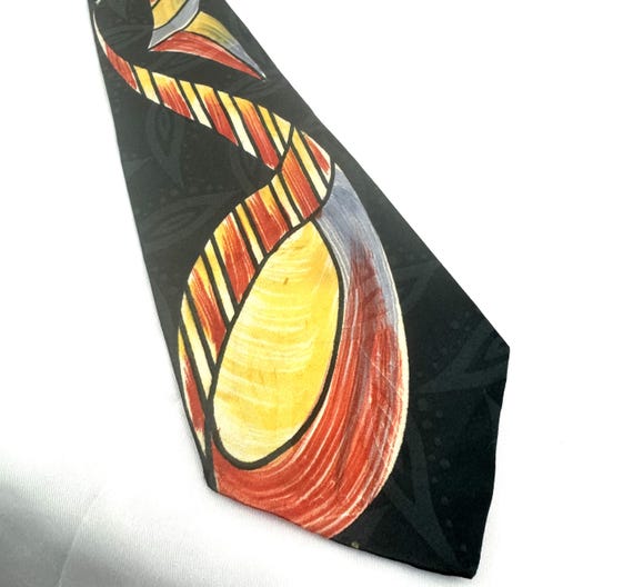 Vintage 40s 50s 1940s Rayon Swirl Necktie Tie - Fashi… - Gem