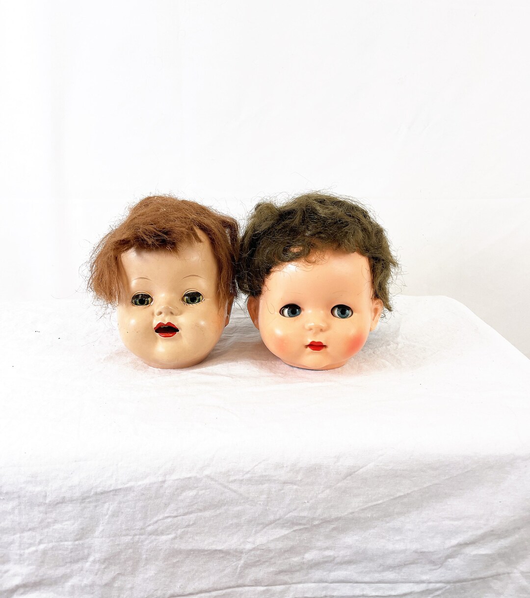 Lot of 2 Two Vintage Creepy Odd Doll Heads - Etsy