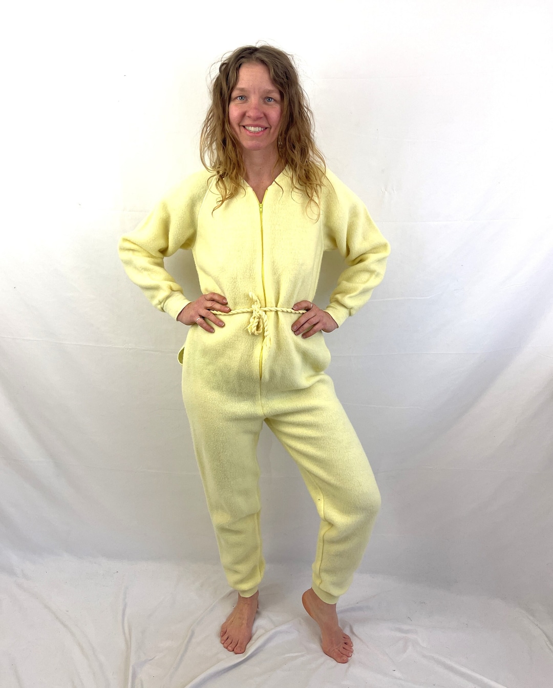 Vintage 1980s 80s Yellow Fuzzy Pjs Pajamas Jammies Onesies With Butt ...