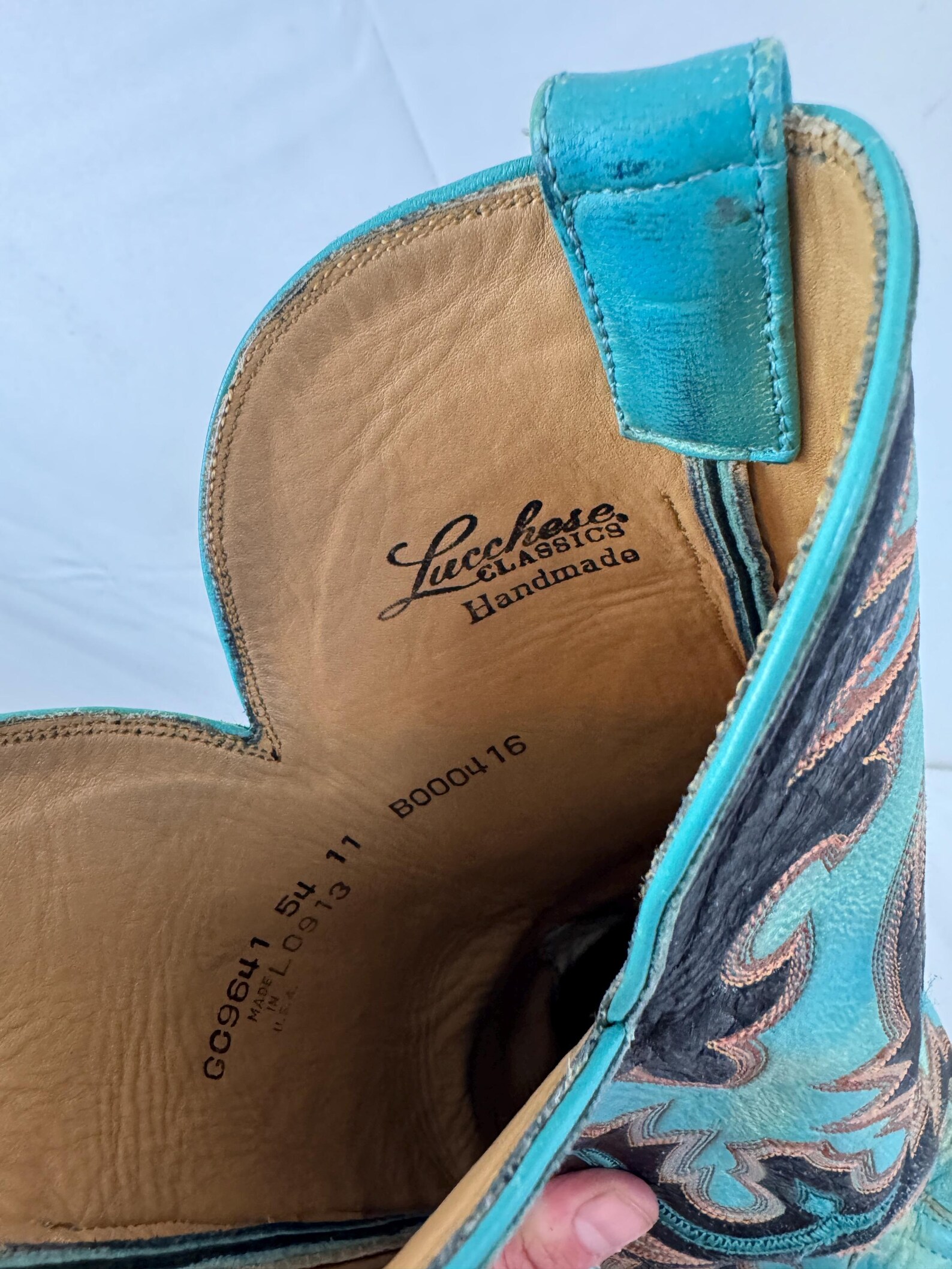Vintage Blue Leather Western Turquoise Cowboy Boots - Size 11 - by ...