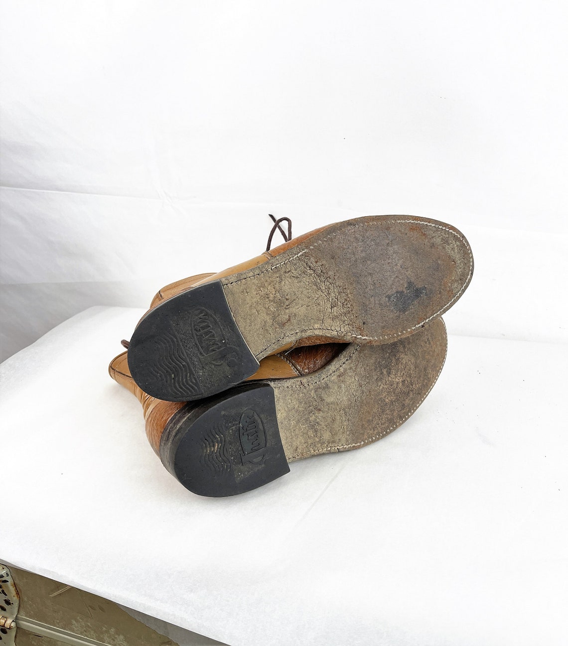 Vintage Justin Two Tone Brown Lace Leather Lacer Boots Size - Etsy