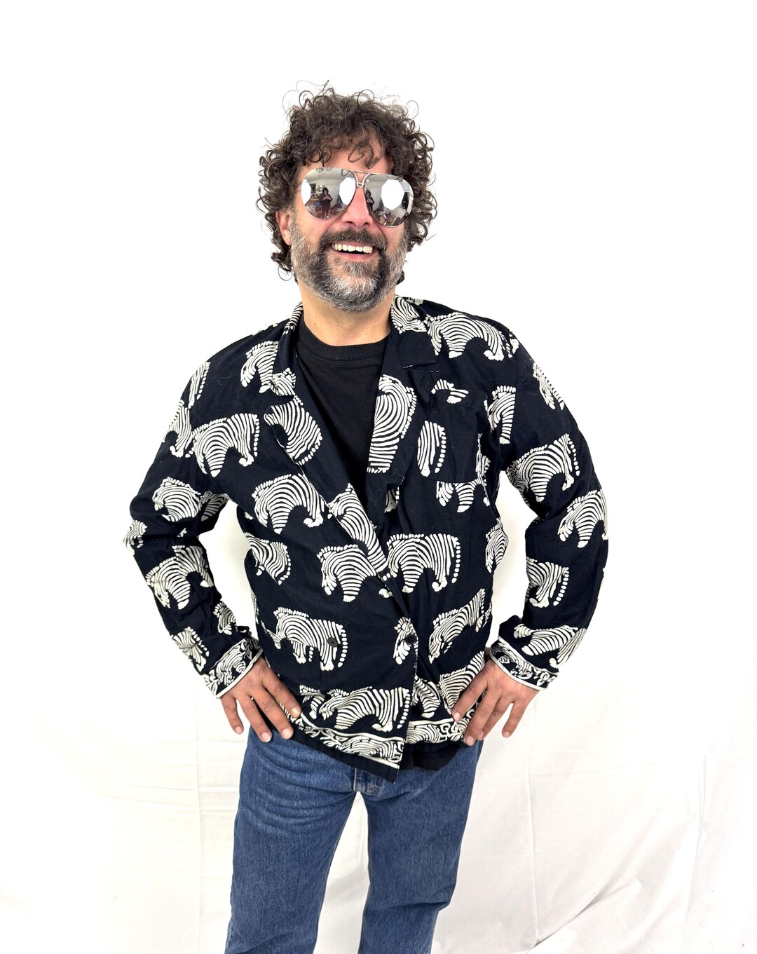Vintage 80s 90s Black White Zebra Jacket -- All Over Print - Etsy