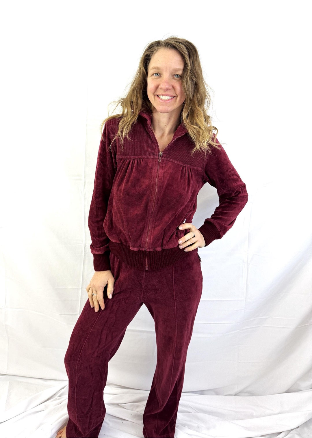 Vintage 1980s 80s Maroon Red Velour Leisure Wear Warm up Track Jacket ...