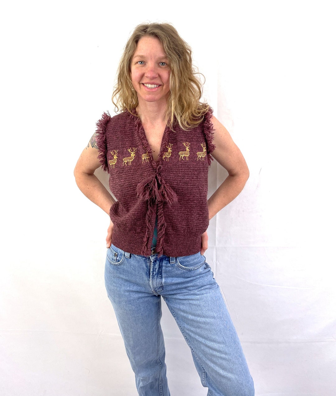 Cute 1980s 80s Vintage Deer Sweater Vest - East Side Clothing Co ...