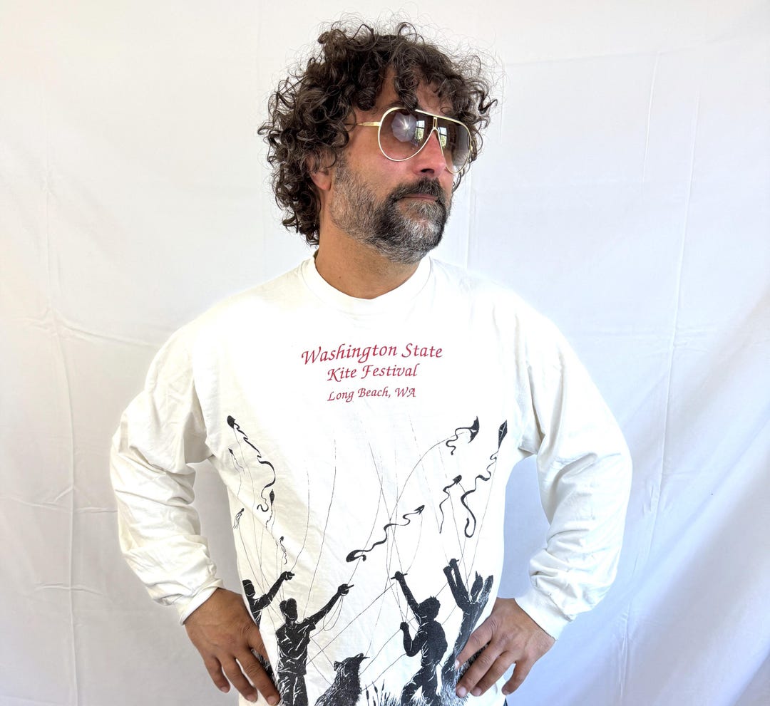 Vintage 90s 1990s Kite Festival Long Beach Washington Long Sleeve ...