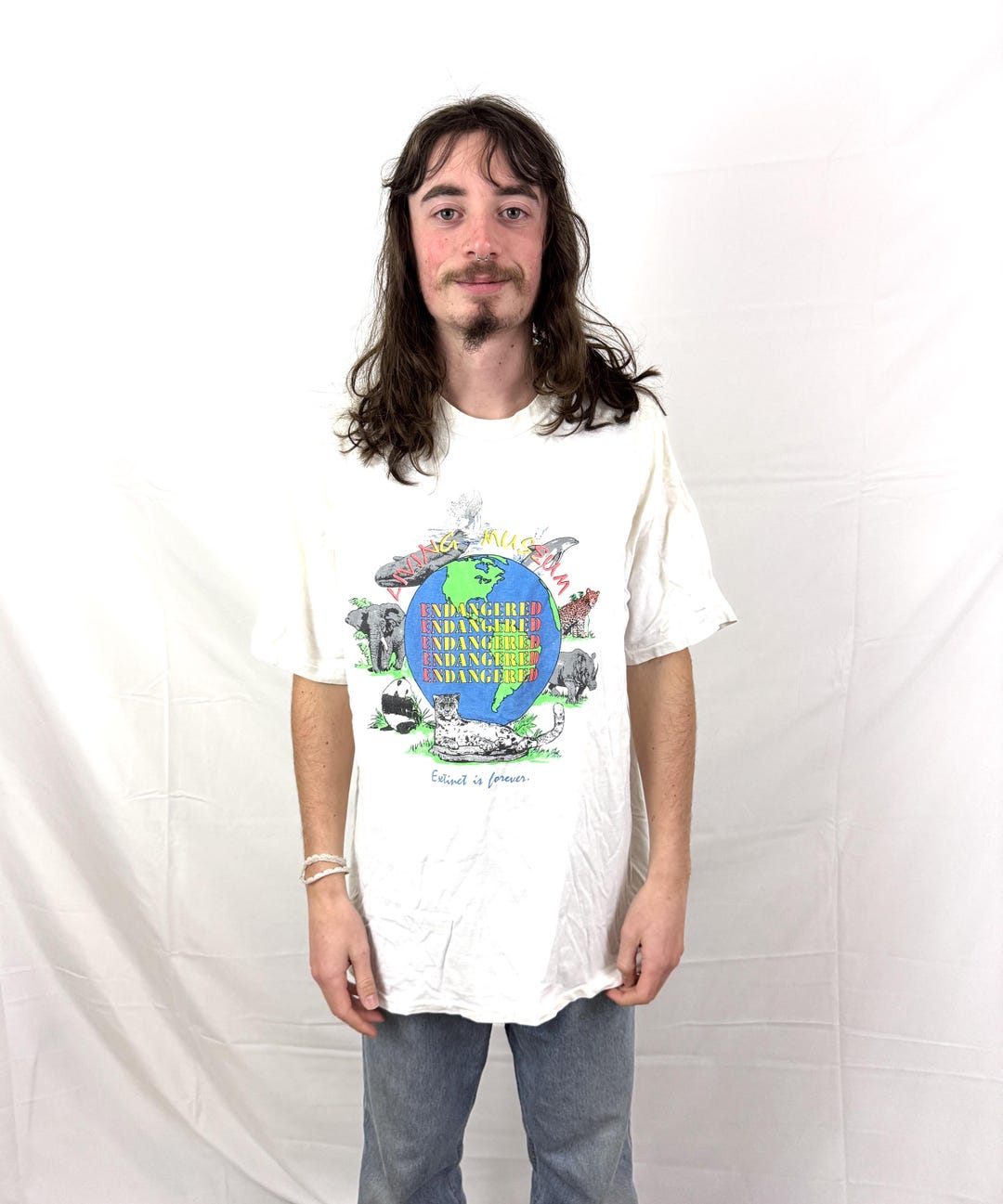Vintage 1990s 90s Neon Endangered Save the Planet 1991 Tee Shirt Tshirt ...