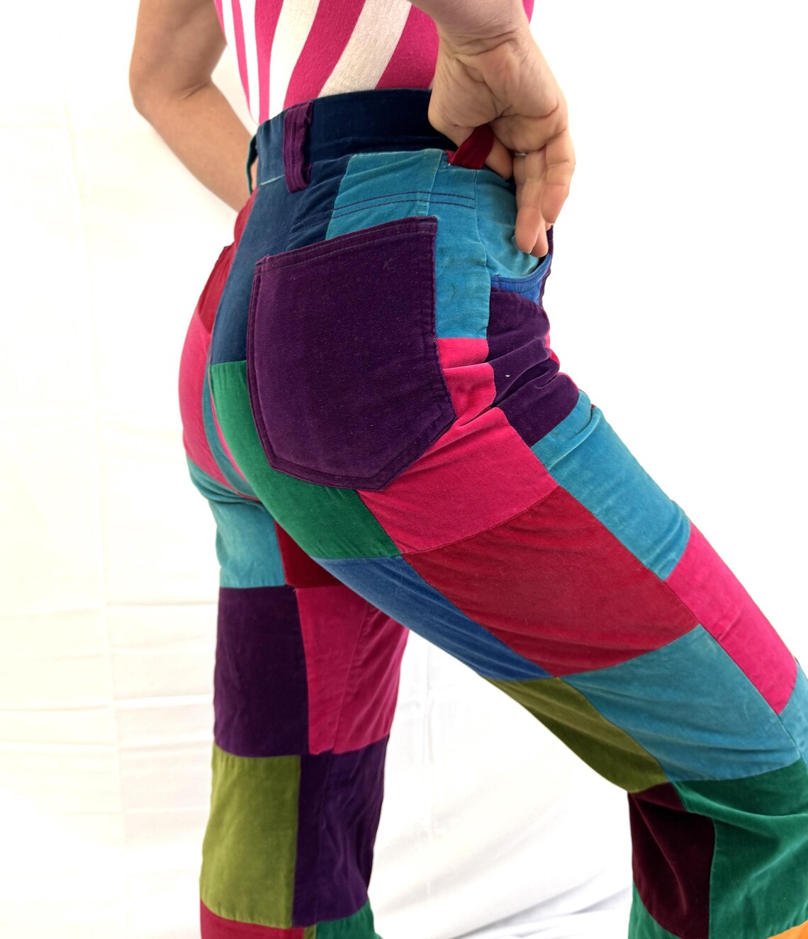 Vintage 1970s Velvet Patchwork Bell Bottoms Pants - Etsy