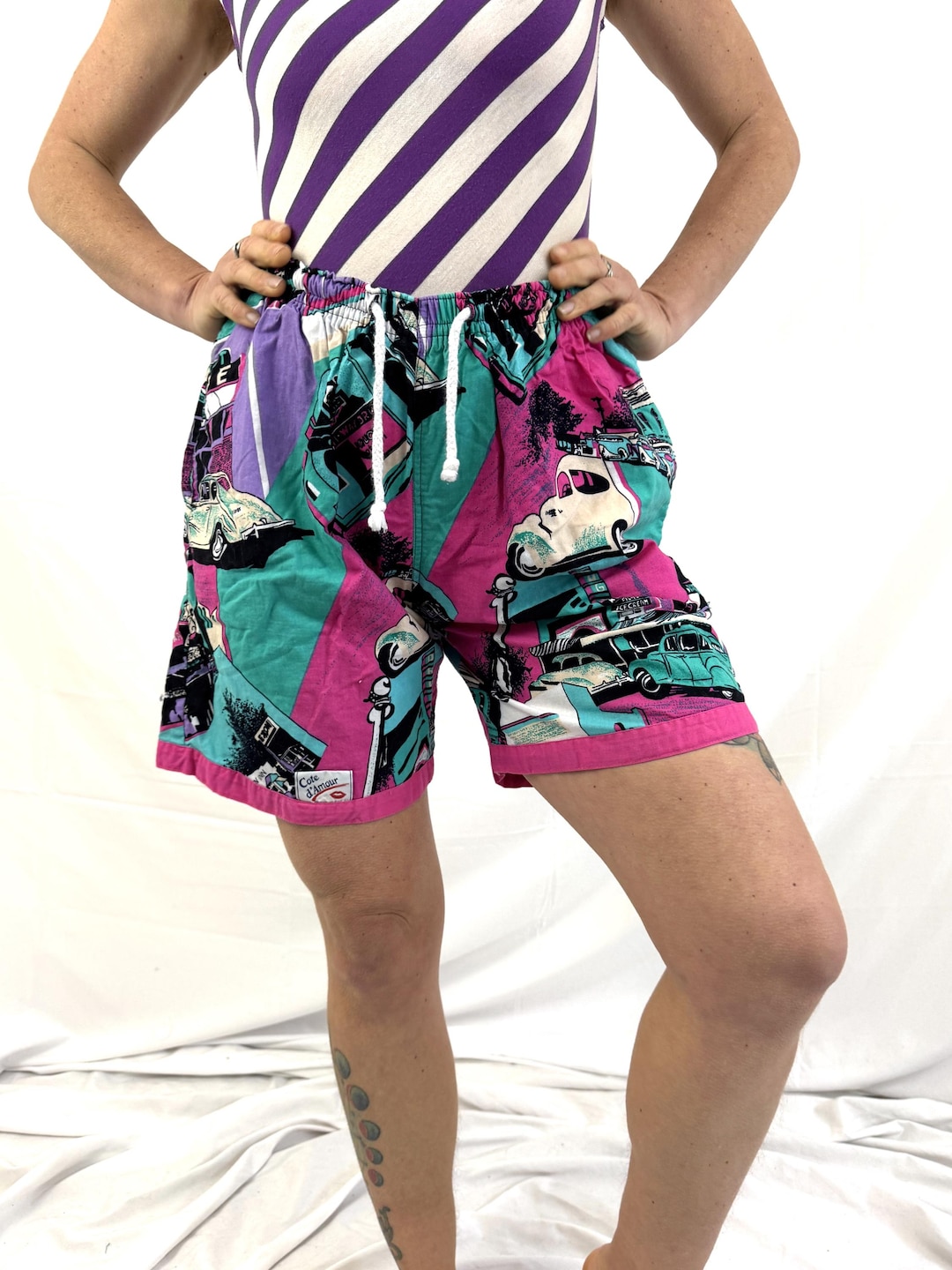 Vintage 1980s 80s Summer Surfer VW Bug Beetle Shorts - Cote D’azur ...