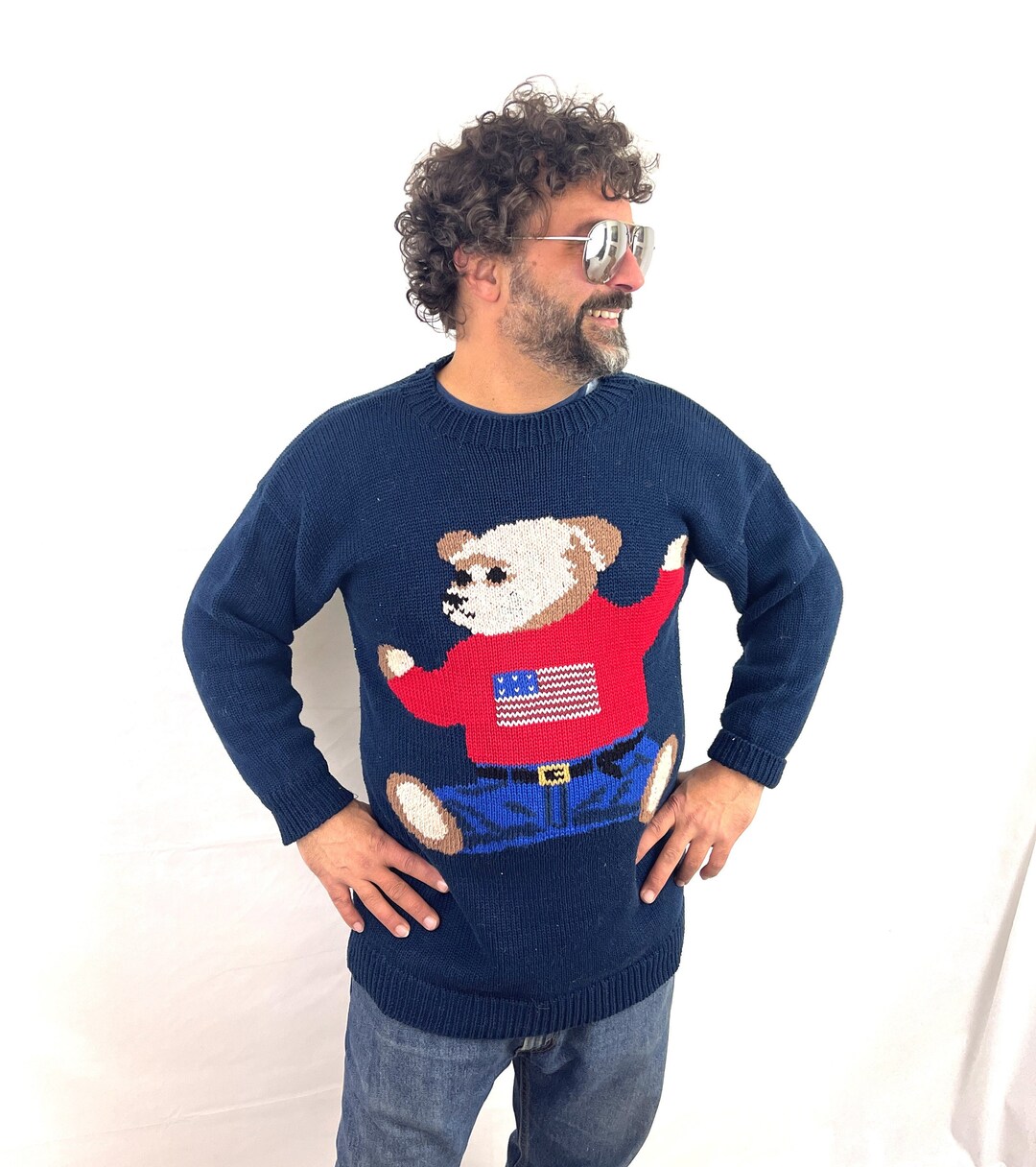 Vintage 80s 1990s Teddy Bear Knit Sweater - Made in Uruguay - Etsy