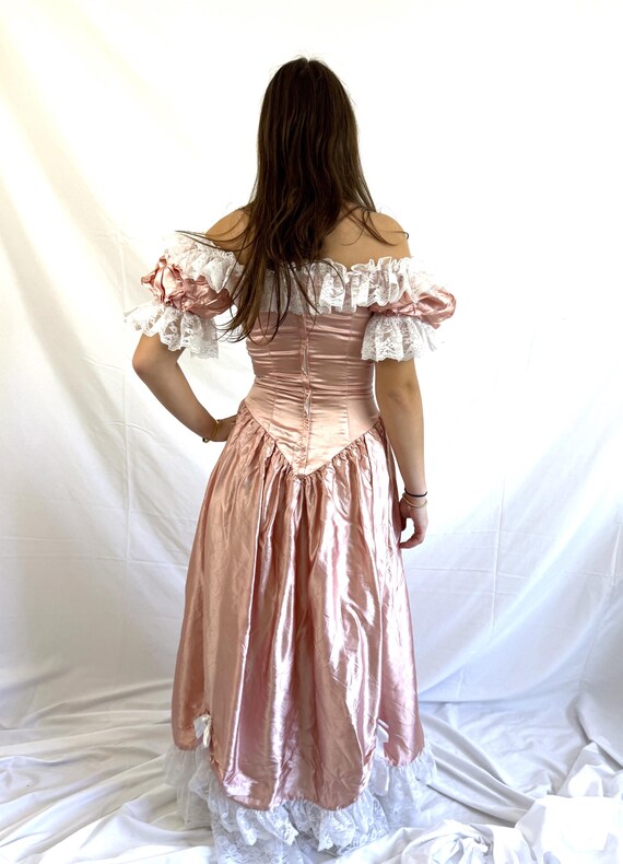 Vintage 80s Pink Princess Dress: Loralie Lace Cottage… - Gem