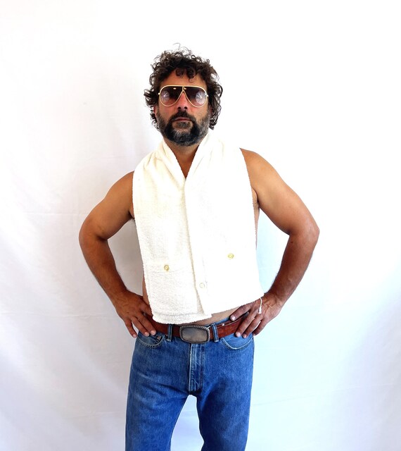 Vintage Beach White Terry Cloth Scardigan Cisco Scarf… - Gem