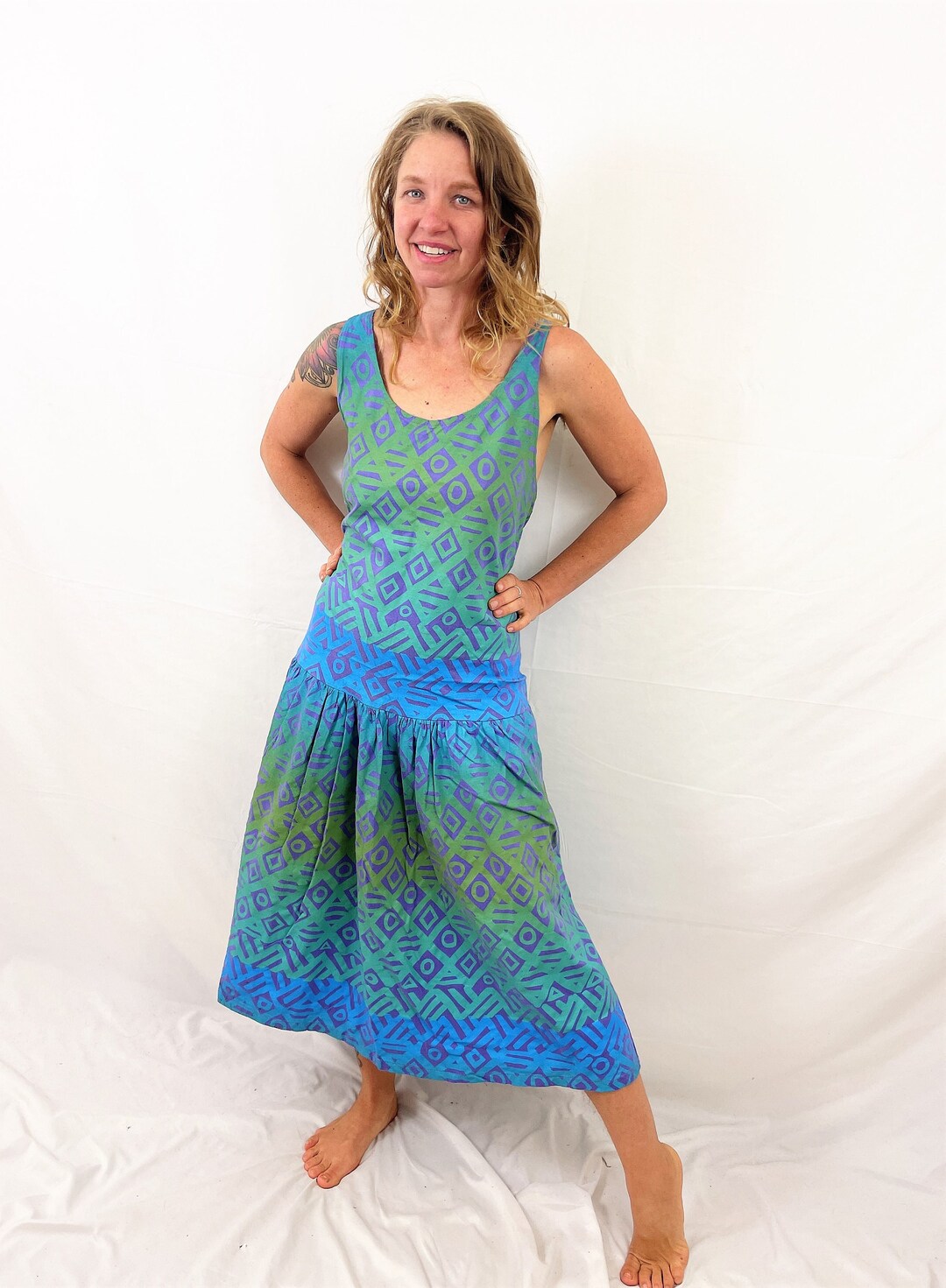 Vintage Australian Hippie Geometric 1990s 90s Dress - BIMA Wear ...