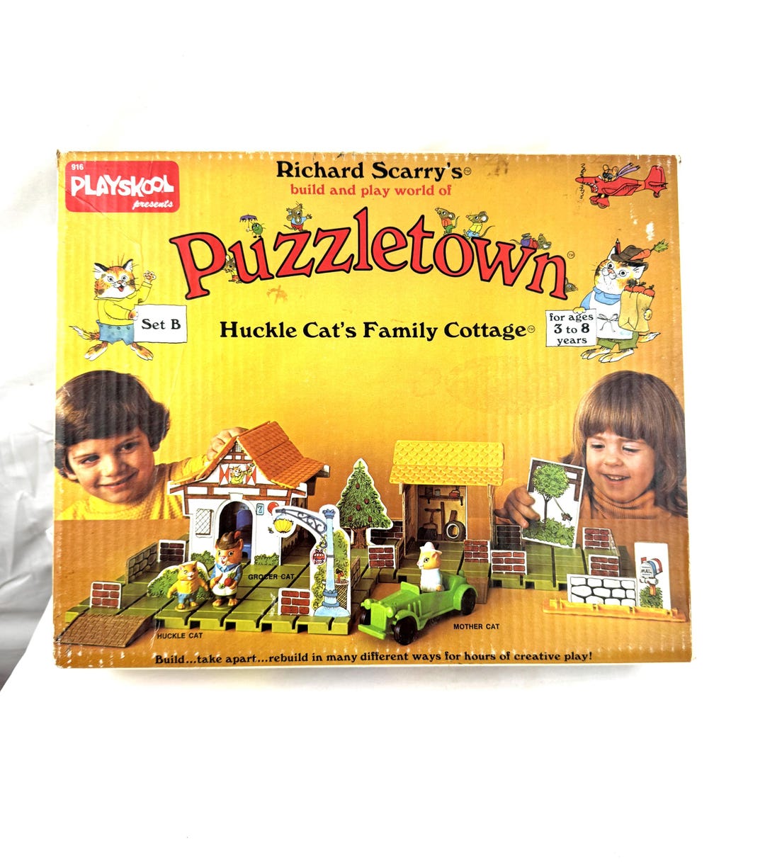 Vintage 1970s 70s 1976 Playskool Richard Scarry's Puzzletown Huckle Cat ...