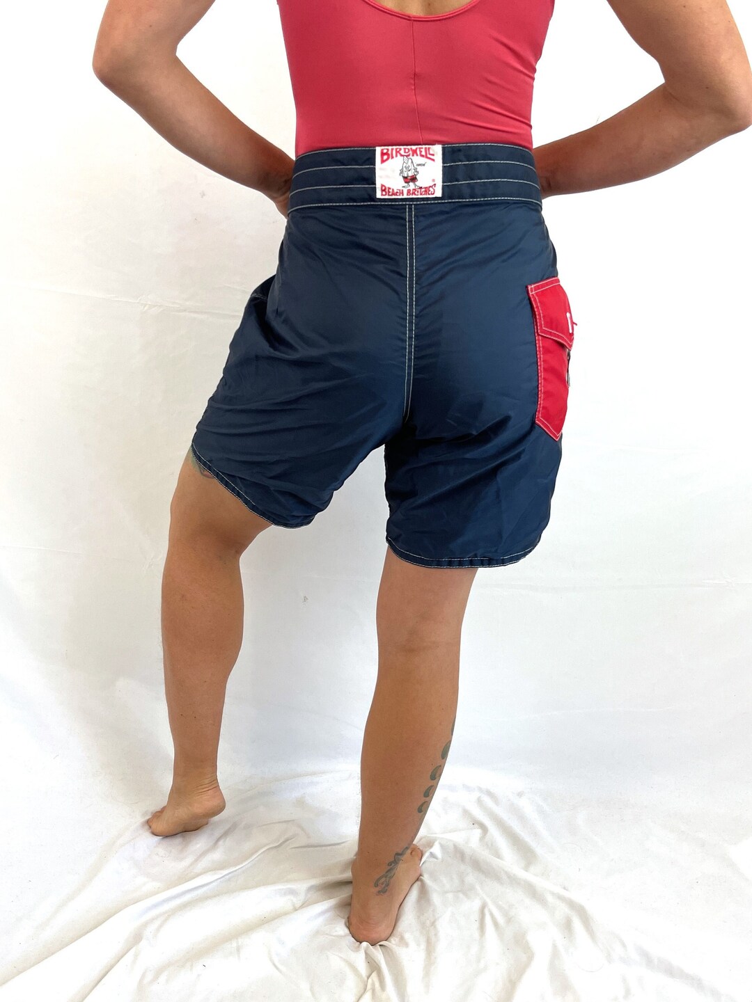 Vintage Blue 70s Red Swim Trunks Summer Shorts Birdwell Beach Britches ...