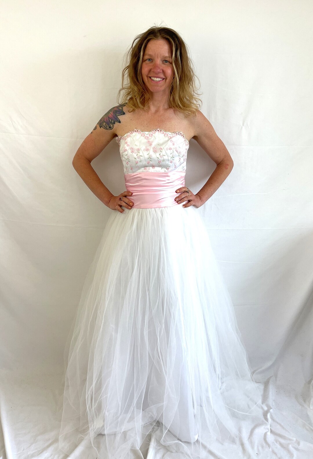 Vintage 1990s 90s White Pink Trim Jessica Mcclintock Bridal Crinoline ...