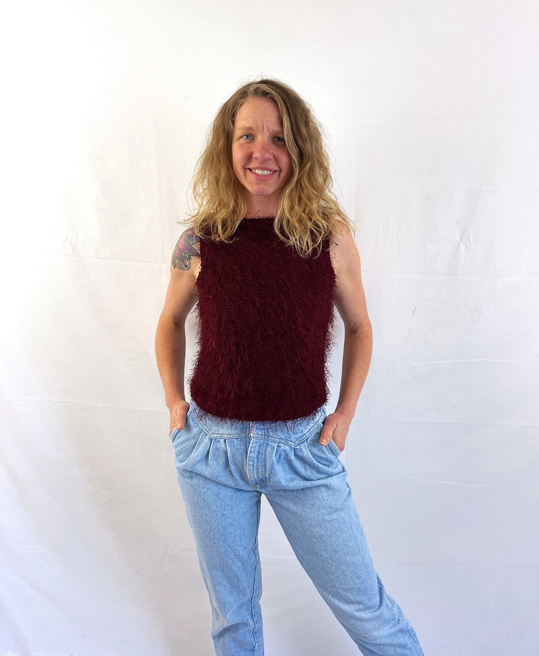 Vintage 90s 2000s Y2K Red Maroon Red Top - Star CCC - Etsy