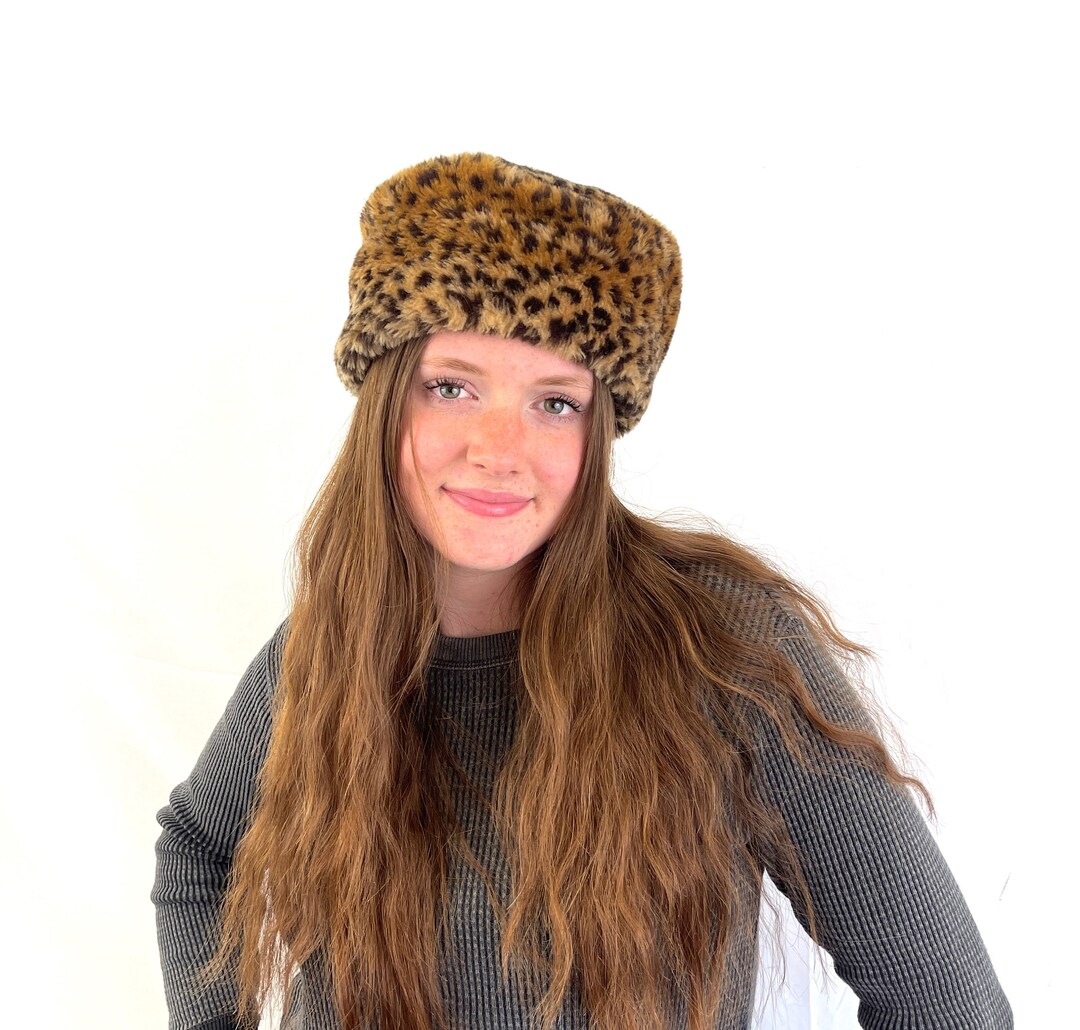 Vintage 1990s 90s Faux Fur Furry Leopard Print Hat - Etsy