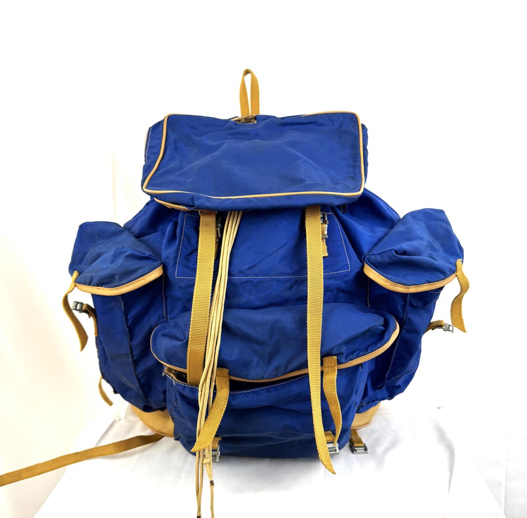 Vintage Vtg Sac LAFUMA Backpack Blue Nylon Sport Rucksack Aluminum ...