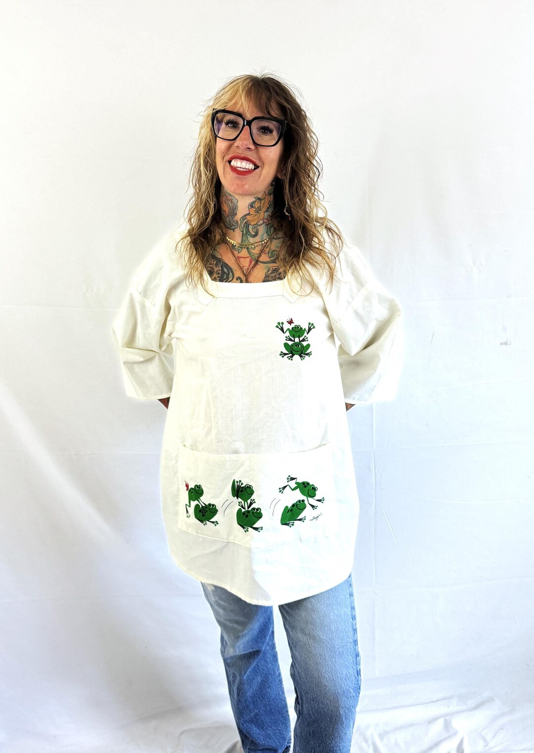 Vintage 1970s 70s Frogs Design House Smock Apron - Leap Frog - Etsy
