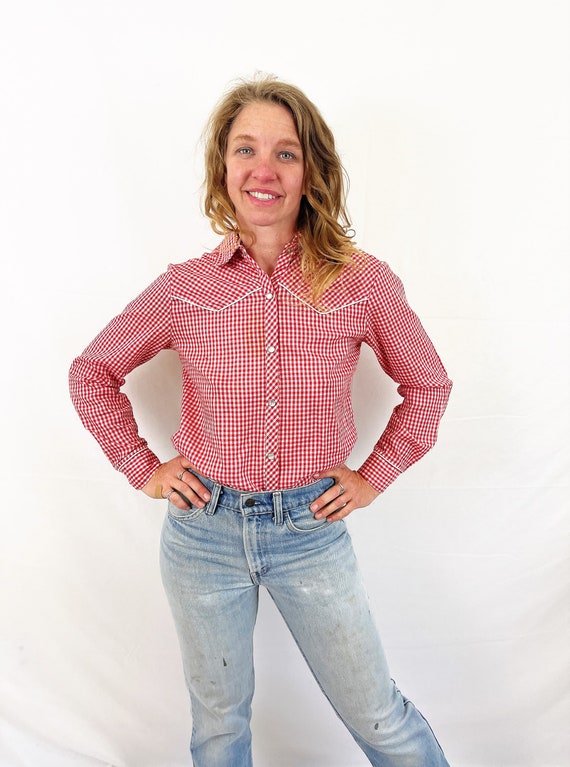 vintage 1970s checkered western - Gem