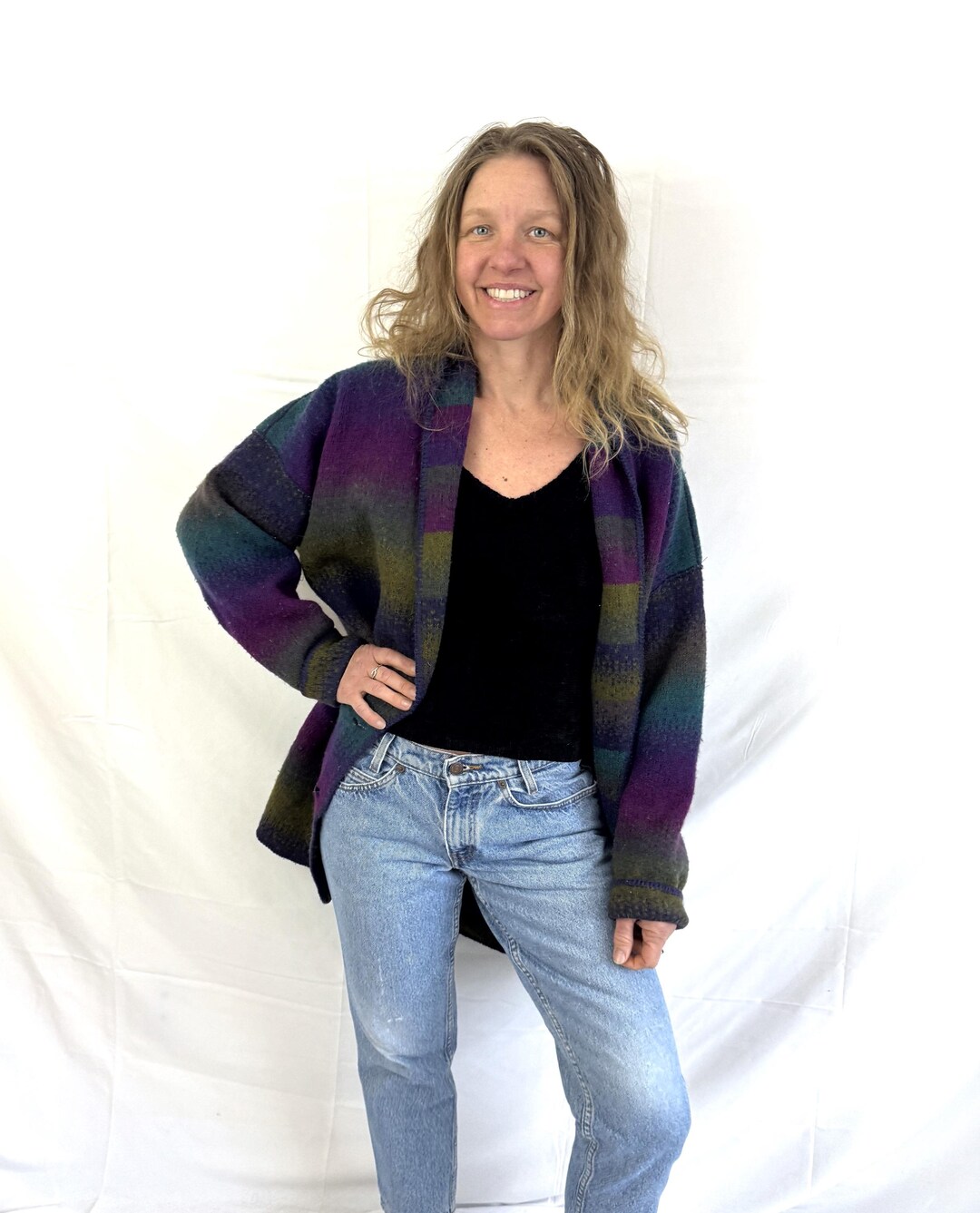 Vintage 80s 1980s RARE REI Knit Pure Wool Oversized Cozy Striped ...