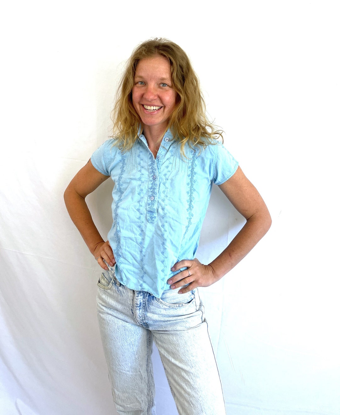 Vintage Bohemian Hippie 1970s 70s Indian India Cotton Top Shirt ...