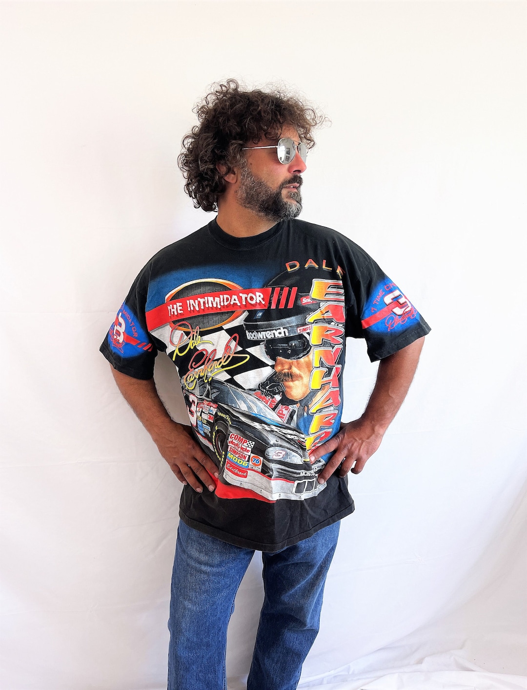 Vintage 1990s 90s Racing All Over Print Tee Shirt Tshirt - Dale ...