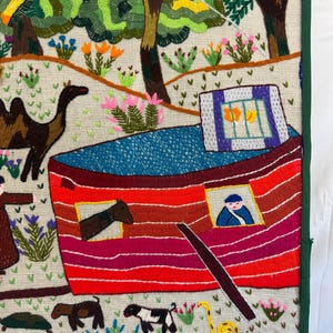 Vintage Arpillera 3D Textile Art Chilean Chile Embroidered Animals Wall ...