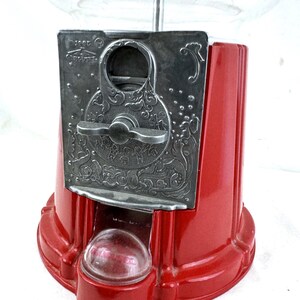 Vintage 1980s 80s Red Gumball Machine - Full Size Metal Glass Caurosel ...