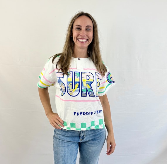 Vintage 80s 1980s FUN Boxy Surfer Surf Tee Shirt Tshi… - Gem