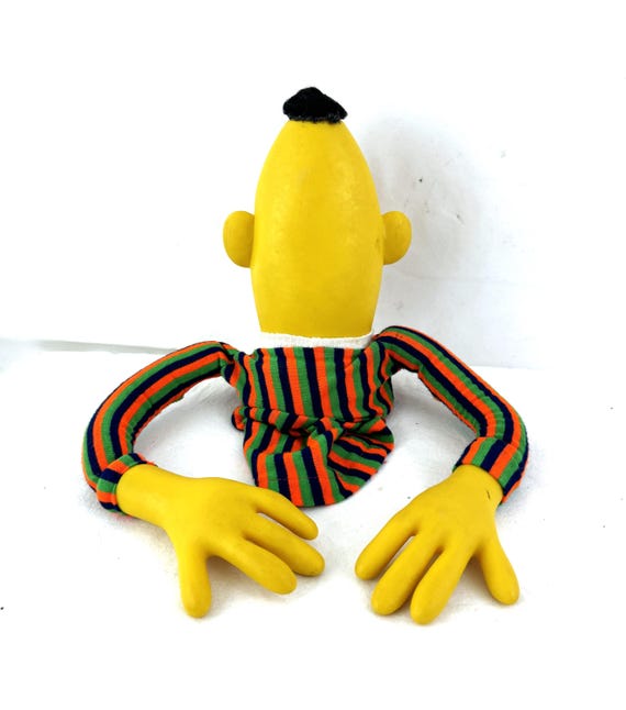 Vintage 70s 1970s RARE Sesame Street Bert Hand Puppet… - Gem