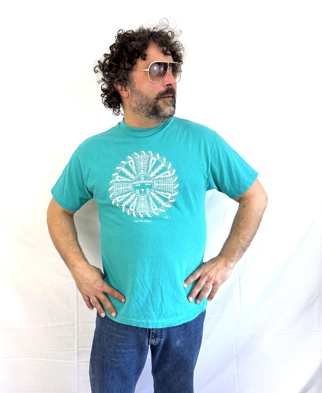 Vintage 1982 80s 1980s Hopi Sun Shield Native American Tee Shirt Tshirt ...