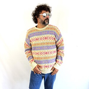 Vintage 1990s 90s Knit Geometric Southwest Cotton Linen Sweater - Etsy
