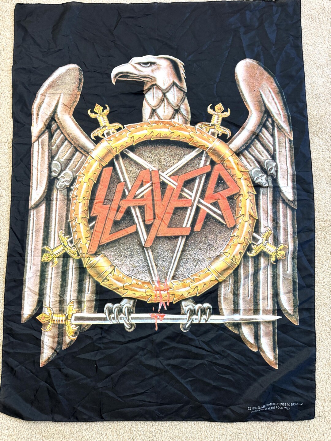 Vintage 1990s 90s 1995 Slayer Rock Metal Cloth Wall Hanging - Made in ...